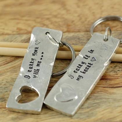 Personalized Key Chain - I Carry Your Heart - Hand Stamped Keychain ...