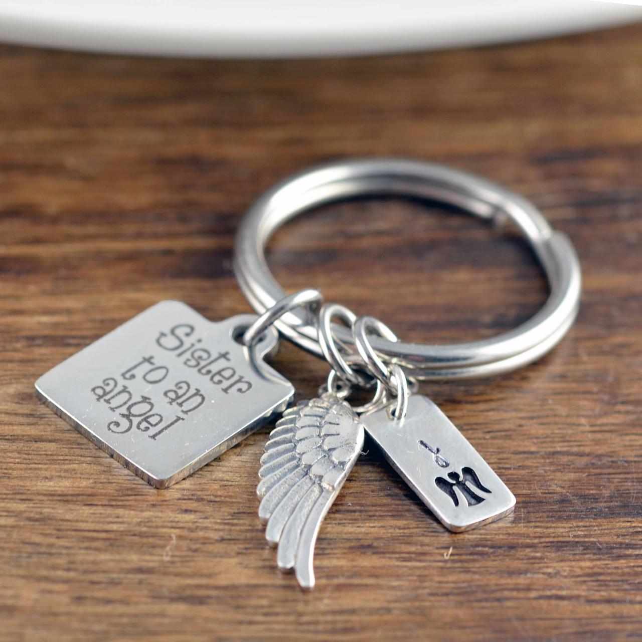 Sister To An Angel Keychain - Memorial Keychain, Remembrance Jewelry ...