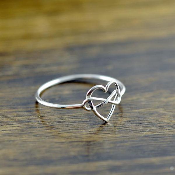 Infinity Ring, Silver Rings For Women, Heart Ring, Stacking Rings ...