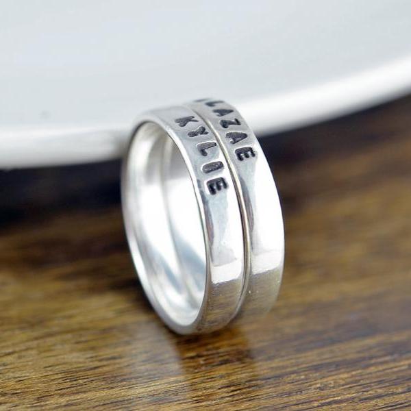 Personalized Stacking Rings, Personalized Gifts, Custom Ring, Name Ring ...