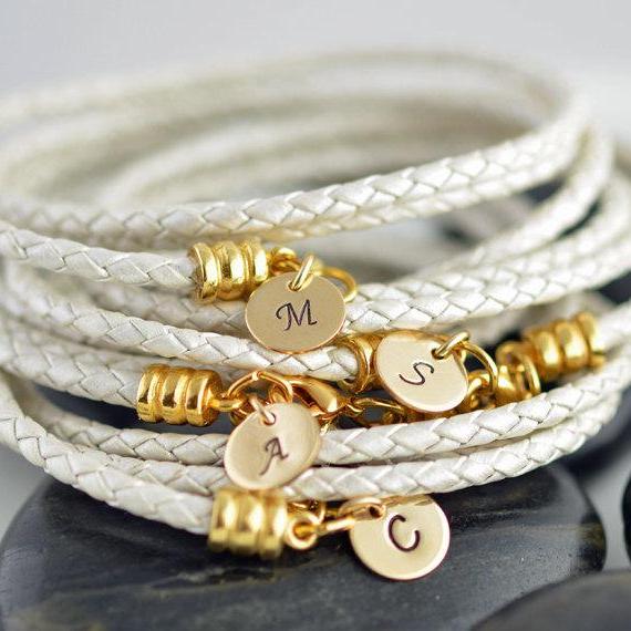 Custom Initial Bracelets, Personalized Bridesmaid Gift, Customized ...