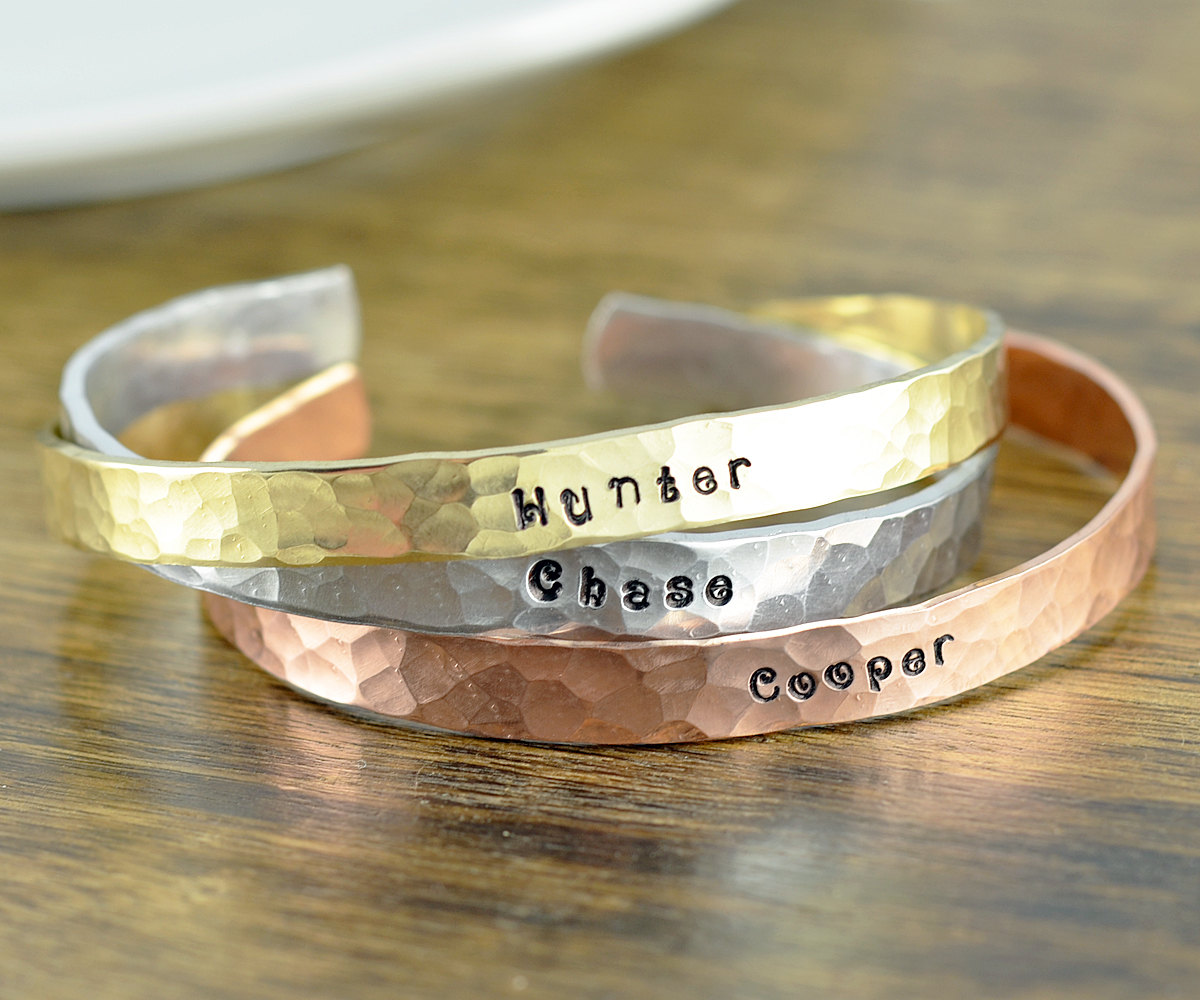 Custom Cuff Bracelet, Personalized Cuff In Copper, Brass, Silver ...