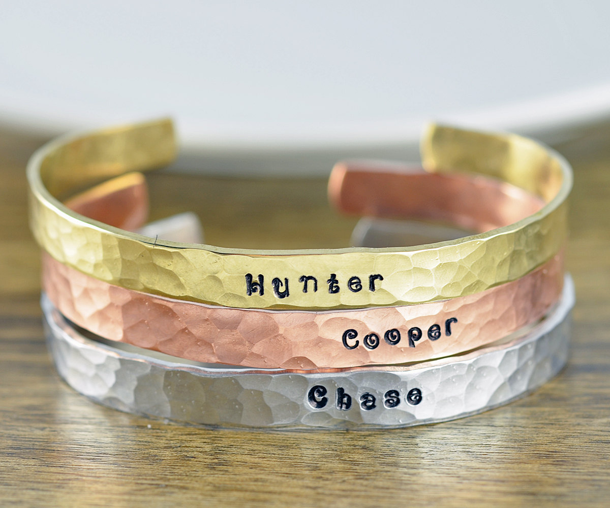 Custom Cuff Bracelet, Personalized Cuff In Copper, Brass, Silver ...