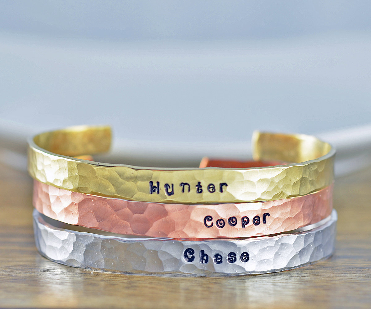 Custom Cuff Bracelet, Personalized Cuff In Copper, Brass, Silver ...