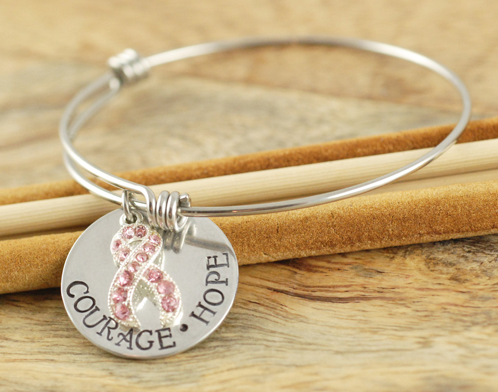Bangle Bracelet - Personalized Bangle - Breast Cancer Awareness ...