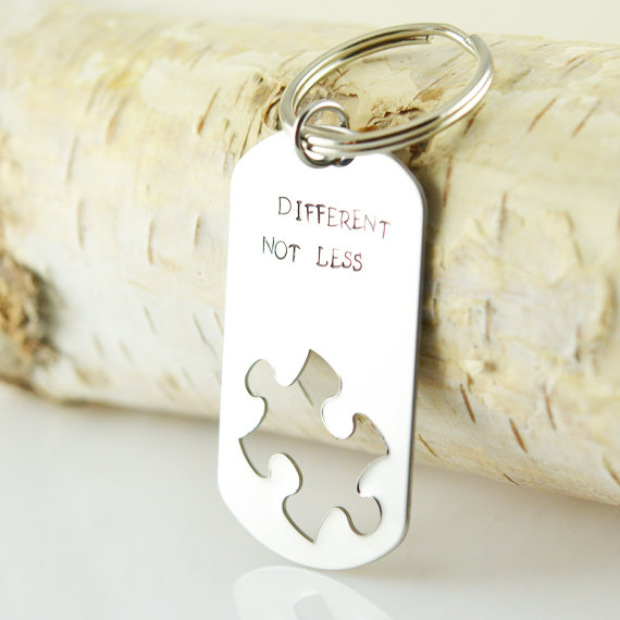 Personalized Keychain, Hand Stamped Key Chain, Puzzle Piece Key Chain ...